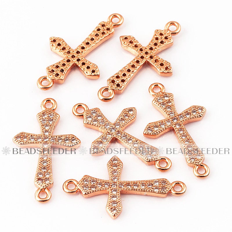 Cross Micro Pave Connector/link Findings Clear Cubic Zirconia - Etsy