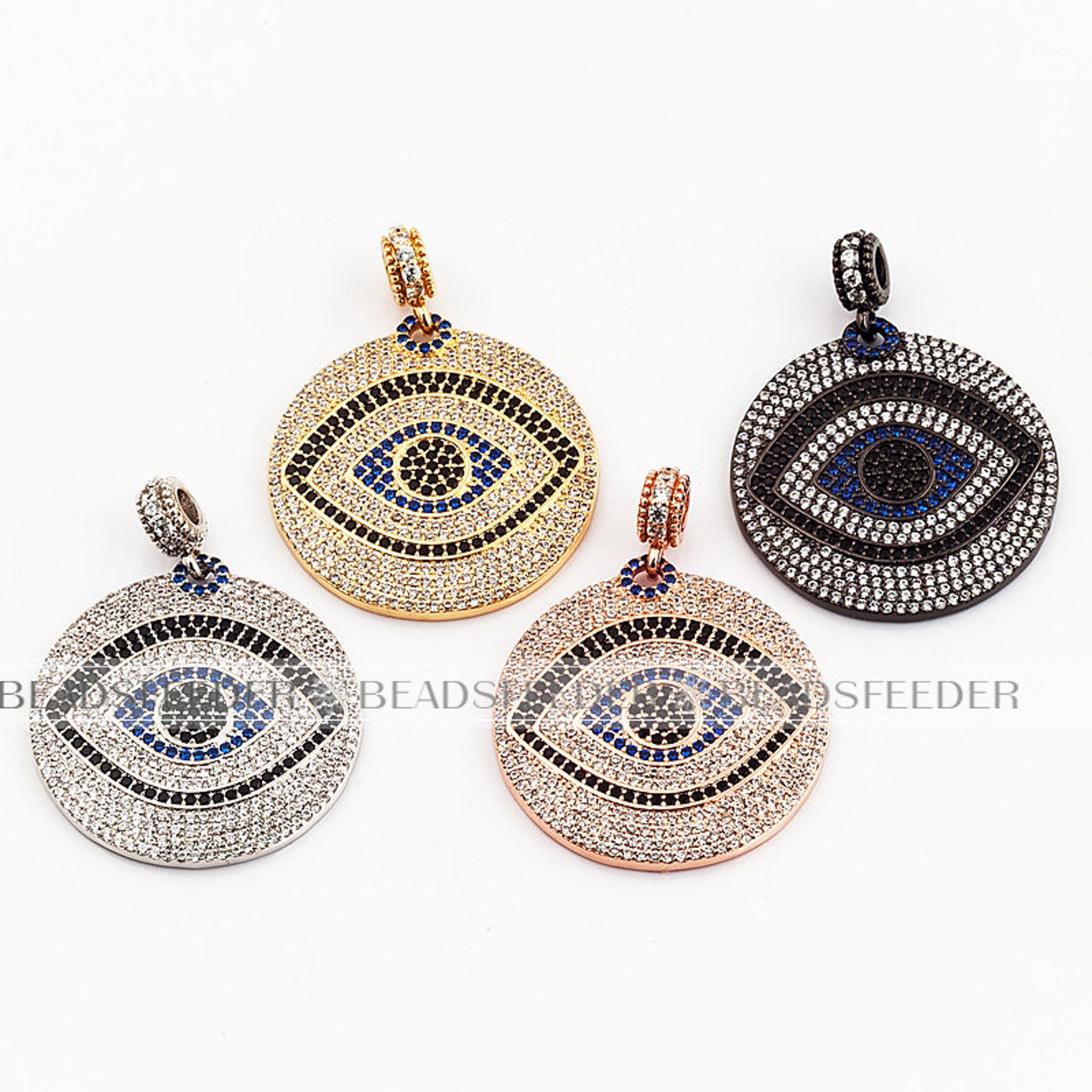 Rainbow Evil Eye Focal Pendant for Neck Lace Clear/black CZ | Etsy