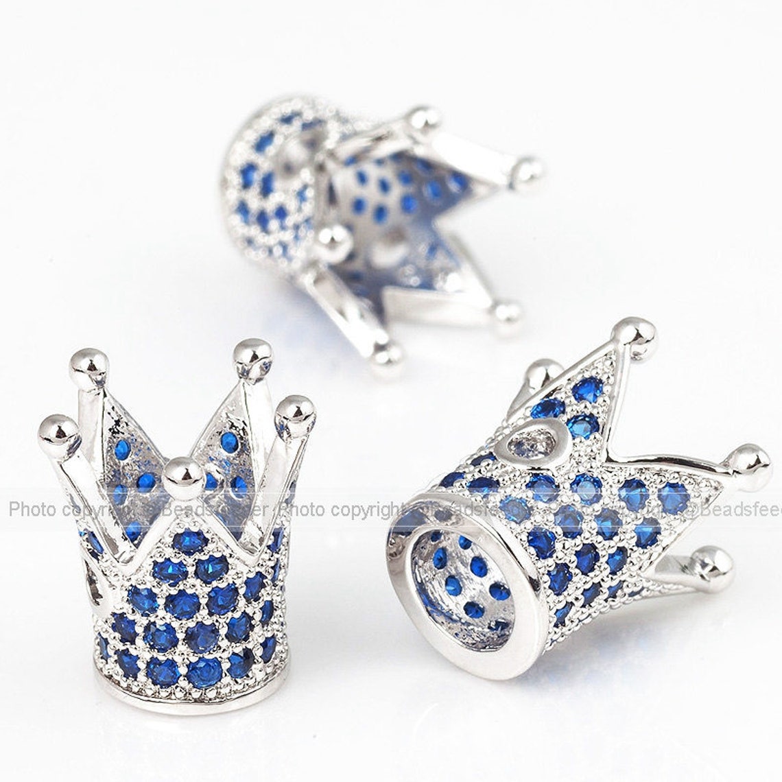 King Crown Beads Cobalt Blue CZ Micro Pave Bead / Blue Cubic | Etsy
