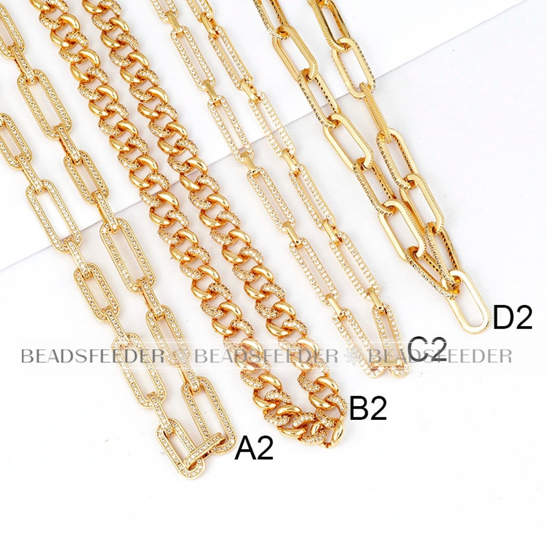 CZ Chain Jumbo Paper Clip Chain Half Finished for Bracelet - Etsy