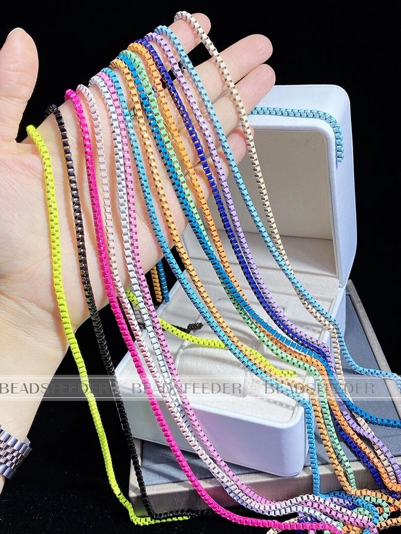 3mm Enamel Box Chain Brass Based neon - Etsy