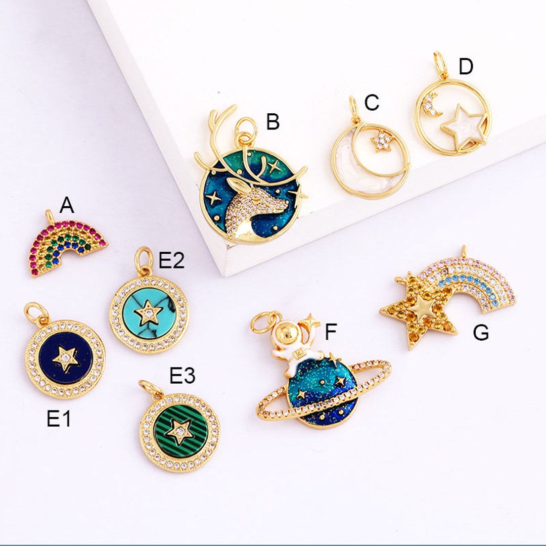 Celestial Sun Moon Star Rainbow Space Malachit Pendant Fashion Romantic ...