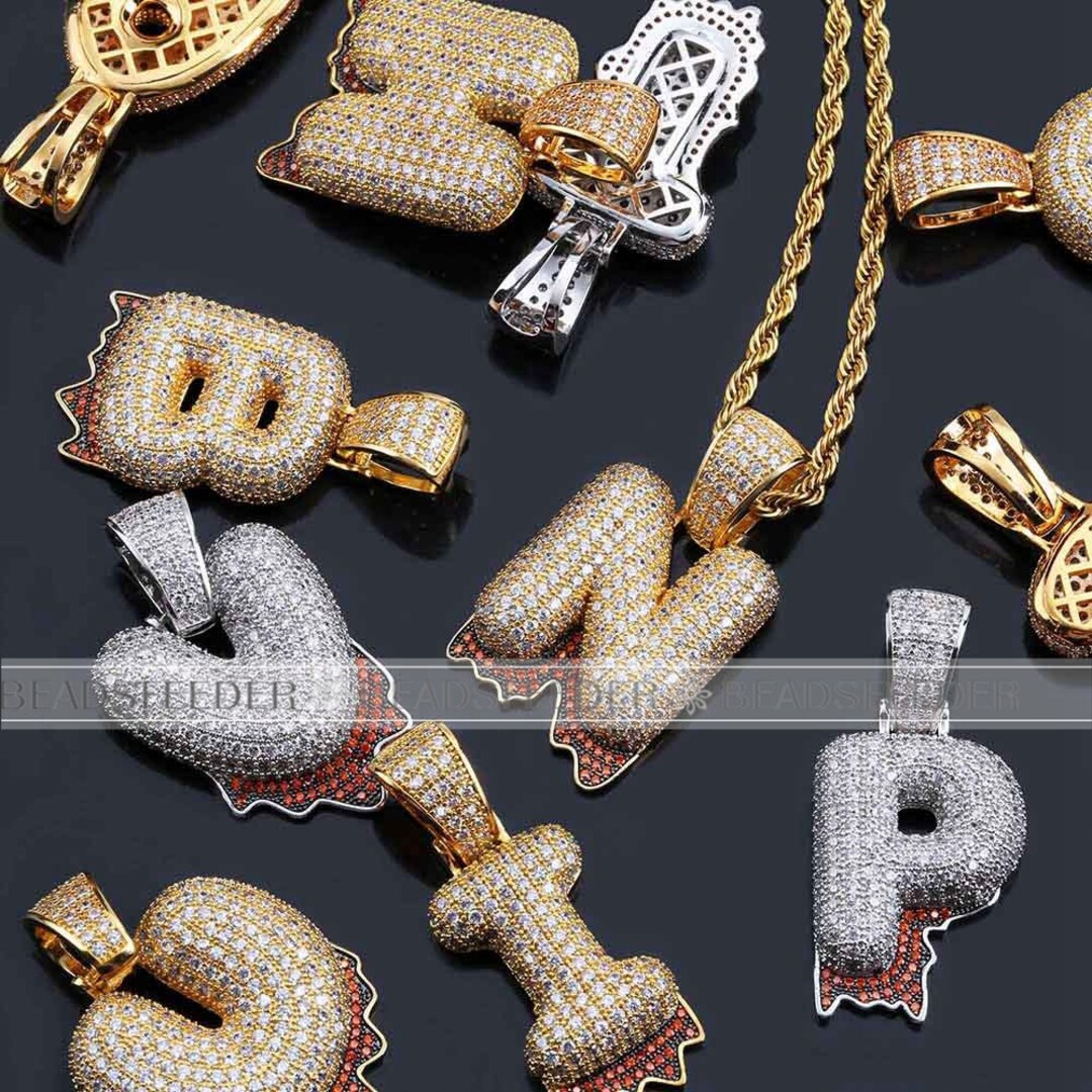 Hip-hop Initial Letter Pendant , With Clear Cubic Zirconia ,gold ...