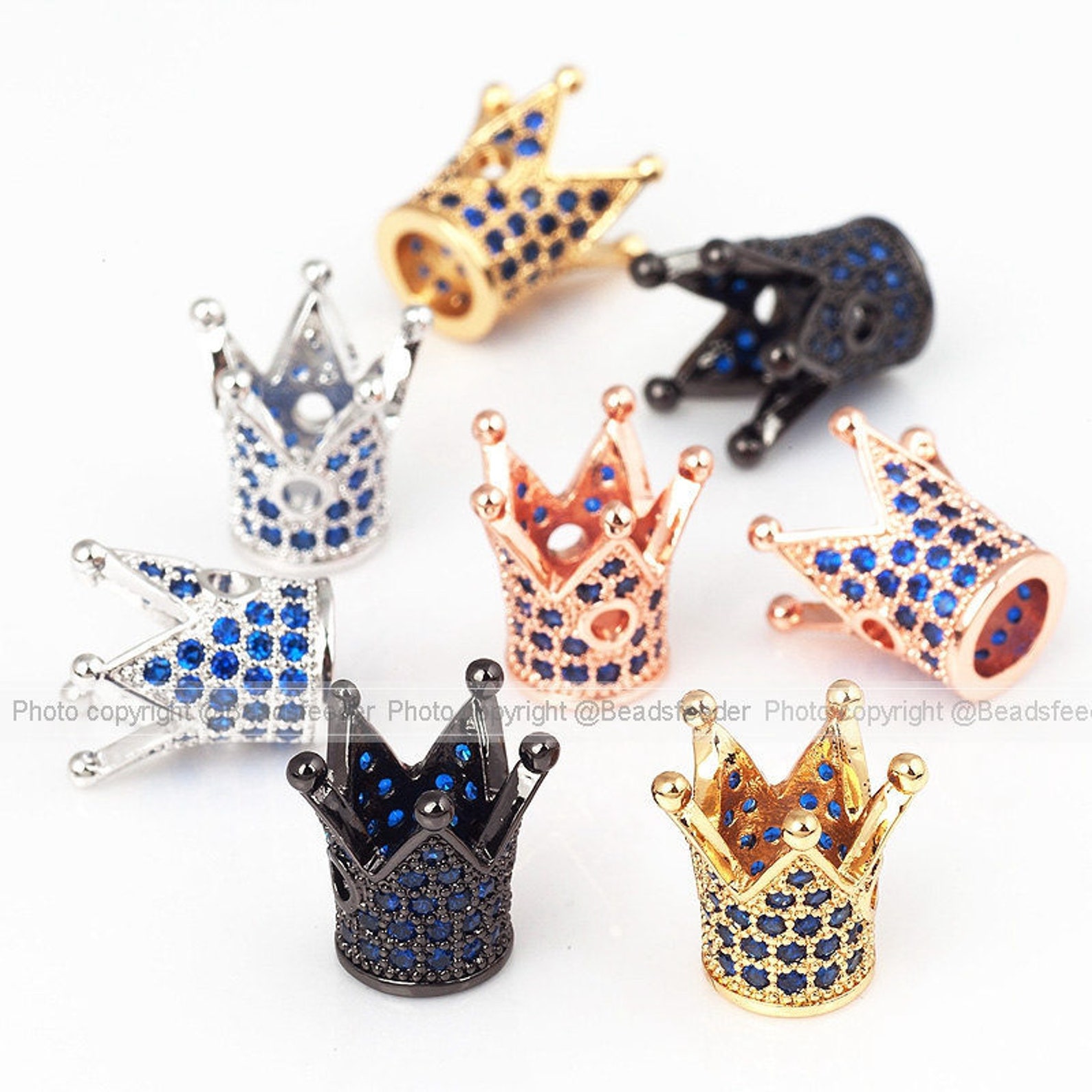 King Crown Beads Cobalt Blue CZ Micro Pave Bead / Blue Cubic - Etsy