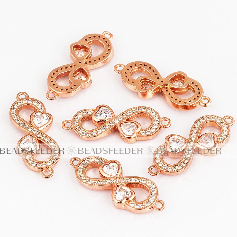 Twin heart Infinity connector link Clear CZ cubic zirconia | Etsy