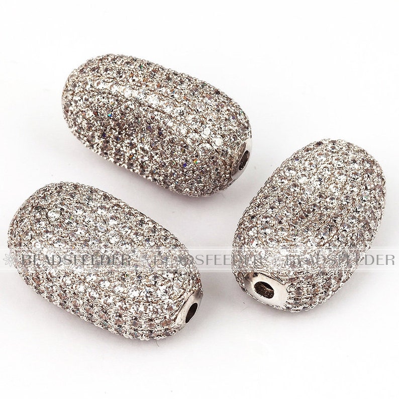Bean Bead Micro Pave Bead/cz Bead / Clear Cubic Zirconia Bean | Etsy