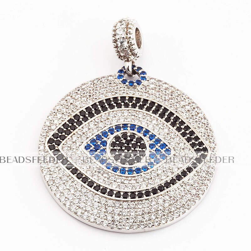 Rainbow Evil Eye Focal Pendant for Neck Lace Clear/black CZ | Etsy