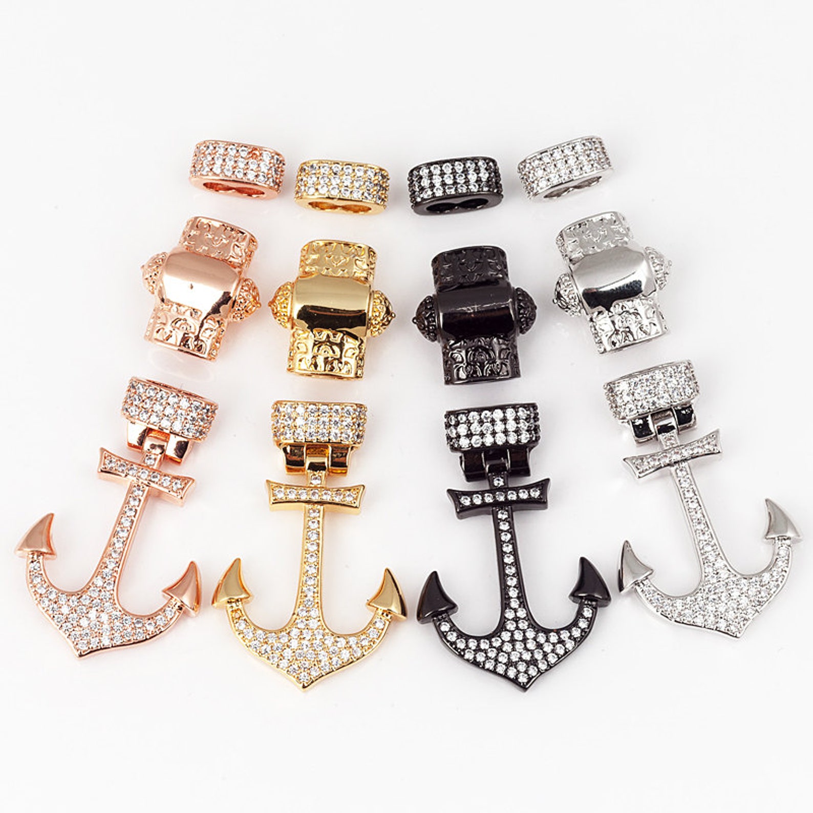 Clear CZ Anchor Clasp Micro Paved Lock Set anchor Clasp - Etsy