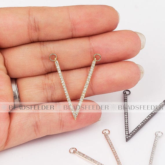 V Shape Connector for Necklace Only Micro Pave Pendant - Etsy