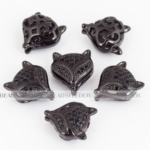 Fox Beads, Fox Face, Fox Head Bead,animal Beads, Micro Pave Beads / CZ ...