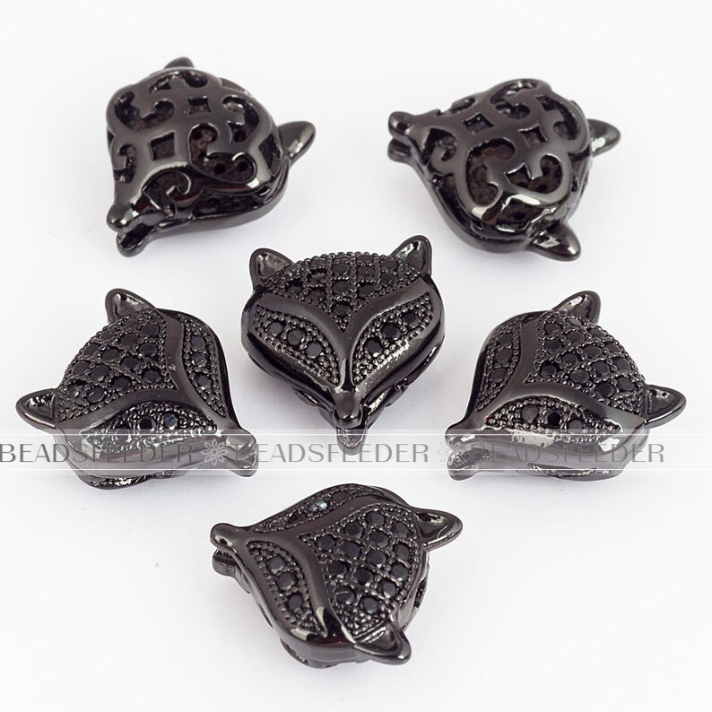 Fox Beads Fox Face Fox Head Beadanimal Beads Micro Pave - Etsy