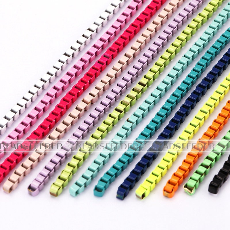 3mm Enamel Box Chain Brass Based Neon | Etsy