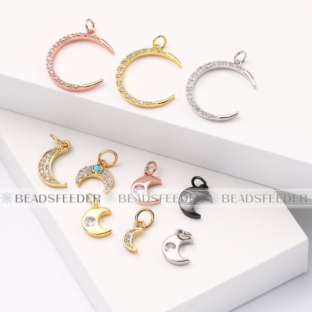 2/10pcs Super Mini Half Moon Crescent Charm clear CZ Micro - Etsy