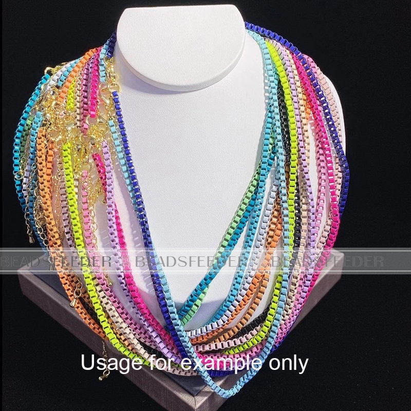 3mm Enamel Box Chain Brass Based Neon | Etsy