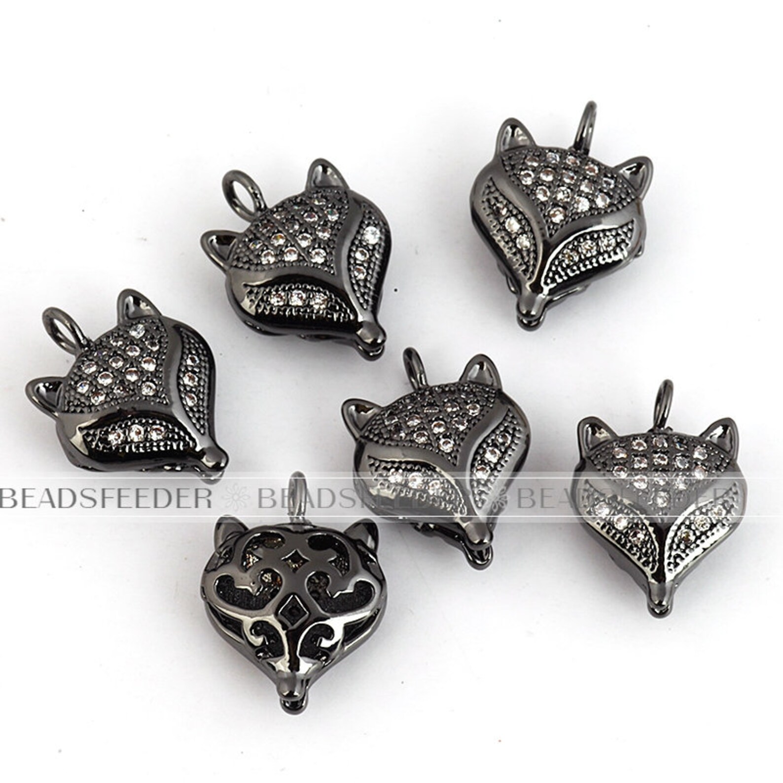 Fox Face Head Charm Pendant Micro Pave Charm / Clear Cubic - Etsy