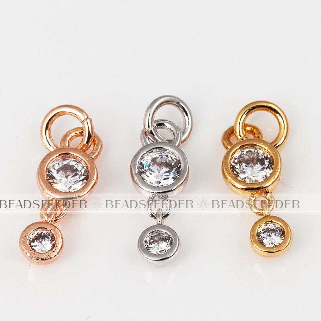 2pcs Mini CZ Charm Pendant Micro Pave Charm / Clear Cubic - Etsy