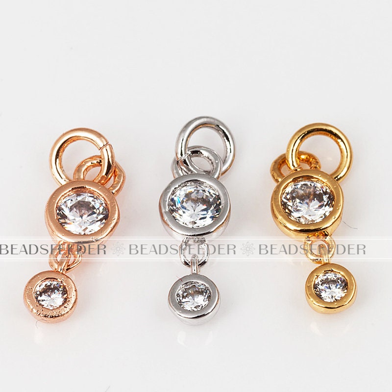 2pcs Mini CZ charm pendant Micro Pave charm / Clear Cubic | Etsy