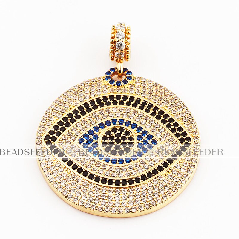 Rainbow Evil Eye Focal Pendant for Neck Lace Clear/black CZ | Etsy