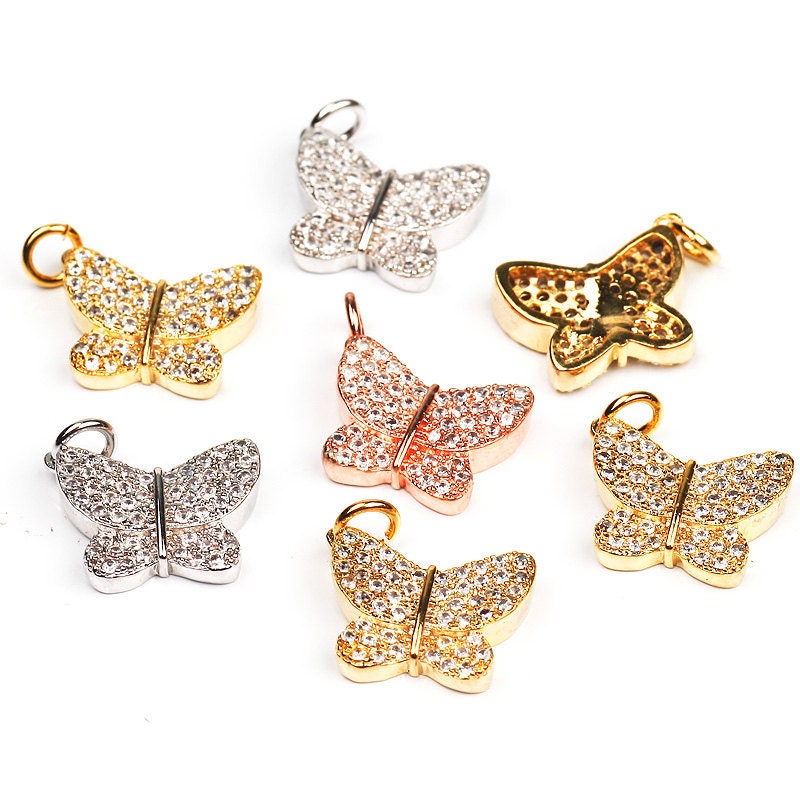 Butterfly charm pendant for necklace/bracelet Micro Pave | Etsy