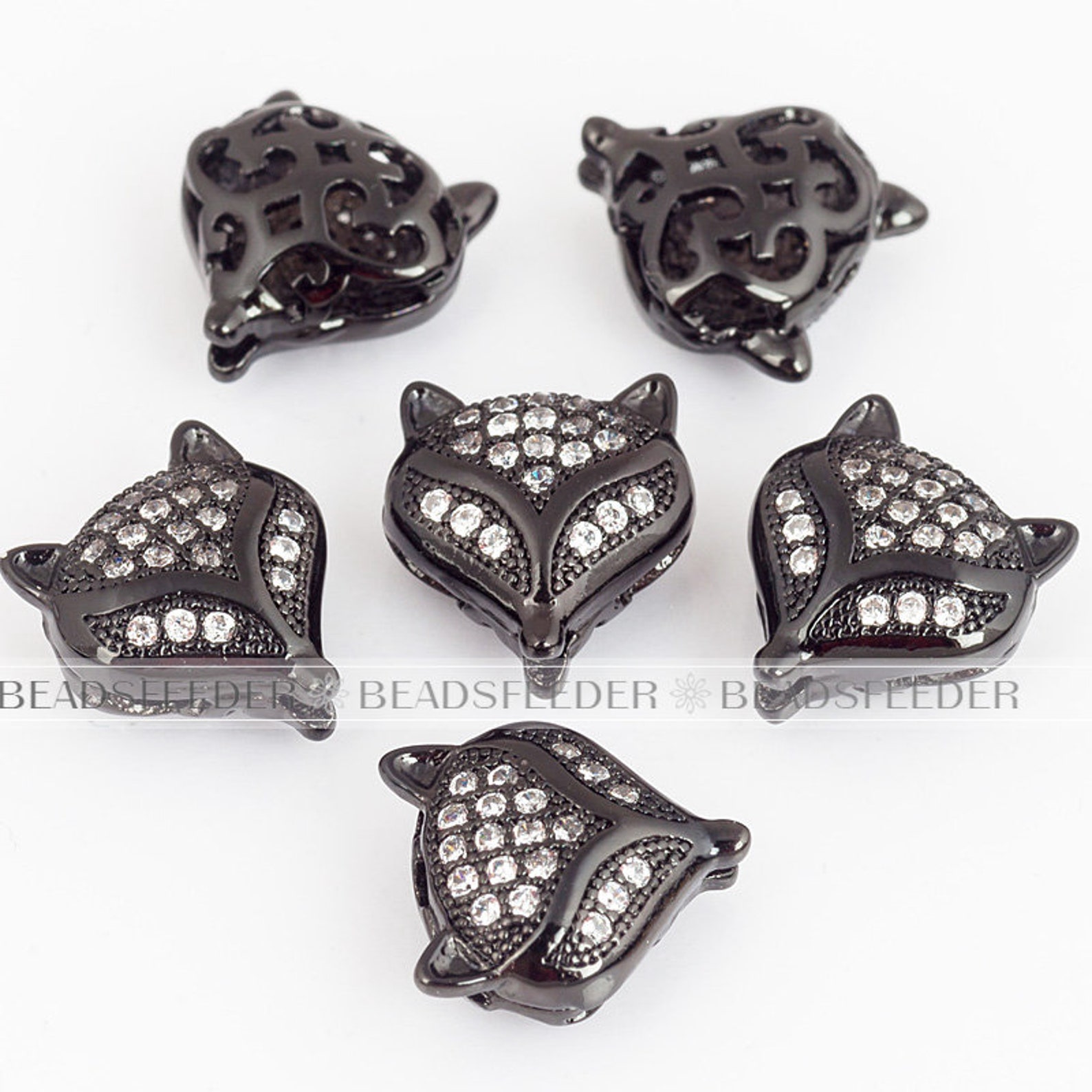 Fox Beads Fox Face Fox Head Beadanimal Beads Micro Pave - Etsy