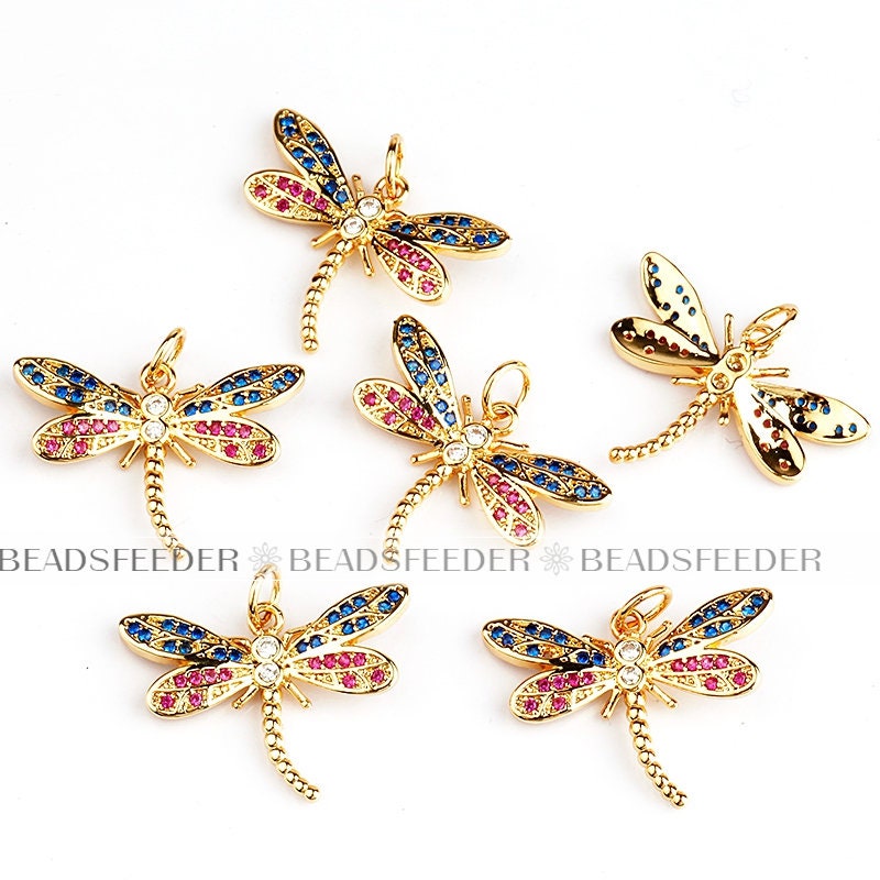 Dragonfly Insect Charm Micro Paved cz/micro Pave - Etsy