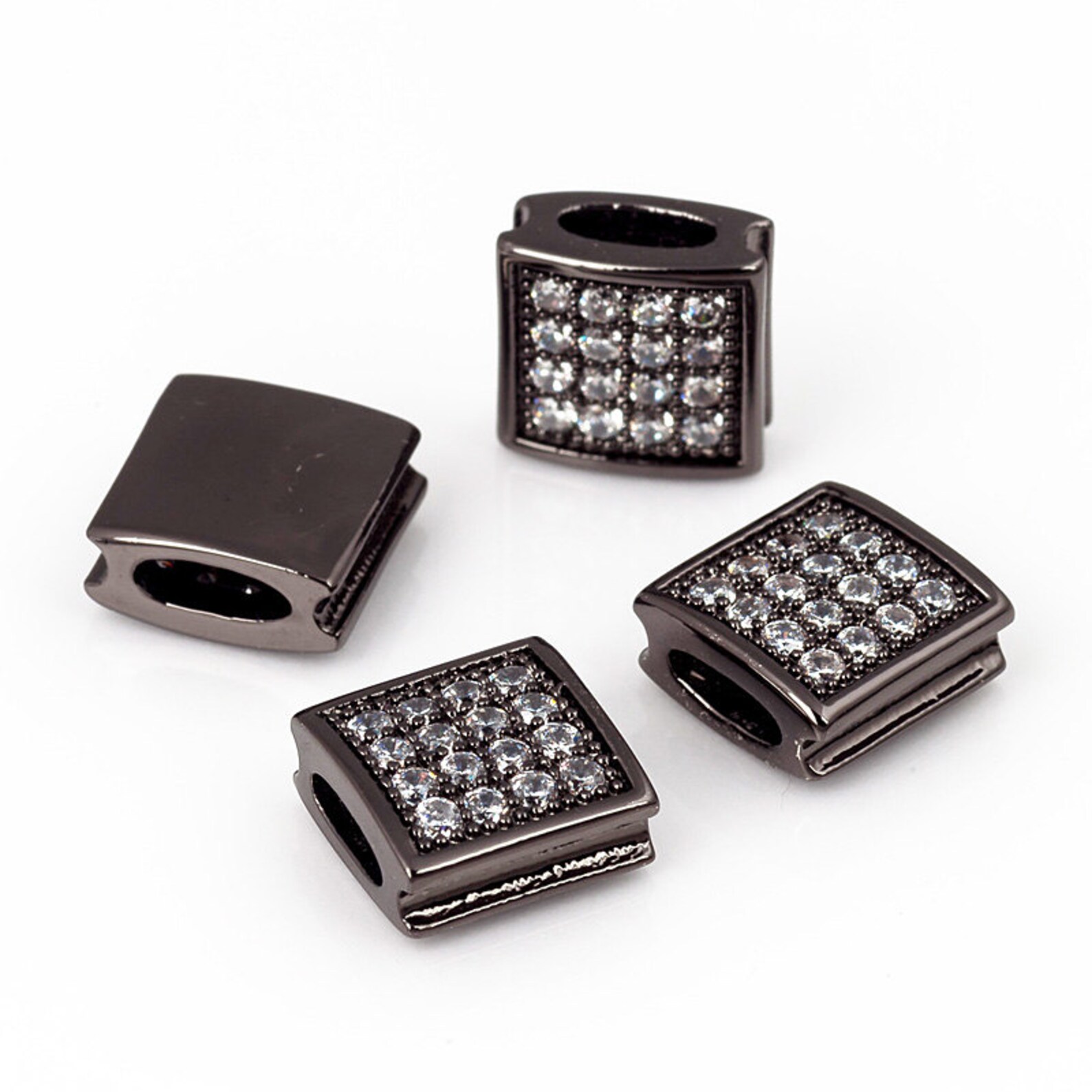 Flat Square Mens Spacer Beads Charms/ Clear Micro Pave - Etsy