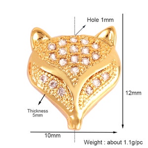 Fox Beads, Fox Face, Fox Head Bead,animal Beads, Micro Pave Beads / CZ ...