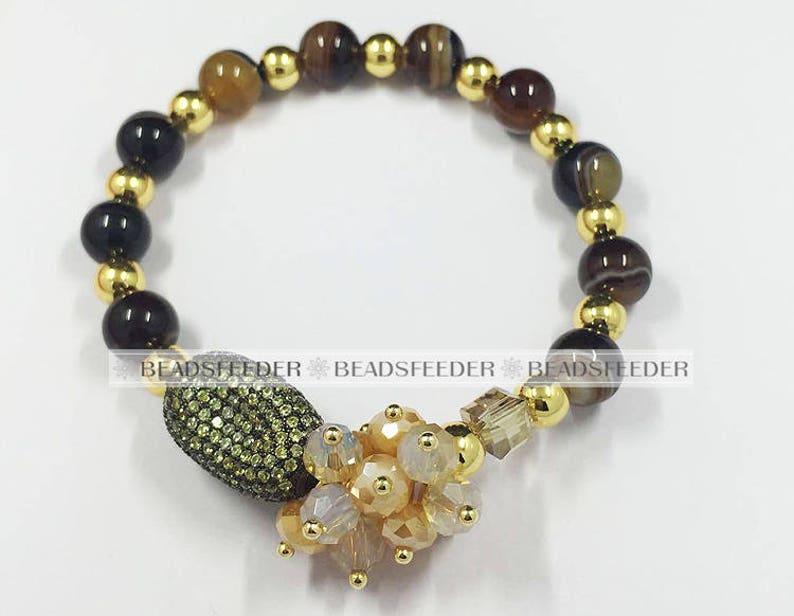 Bean Bead Micro Pave Bead/cz Bead / Clear Cubic Zirconia Bean | Etsy