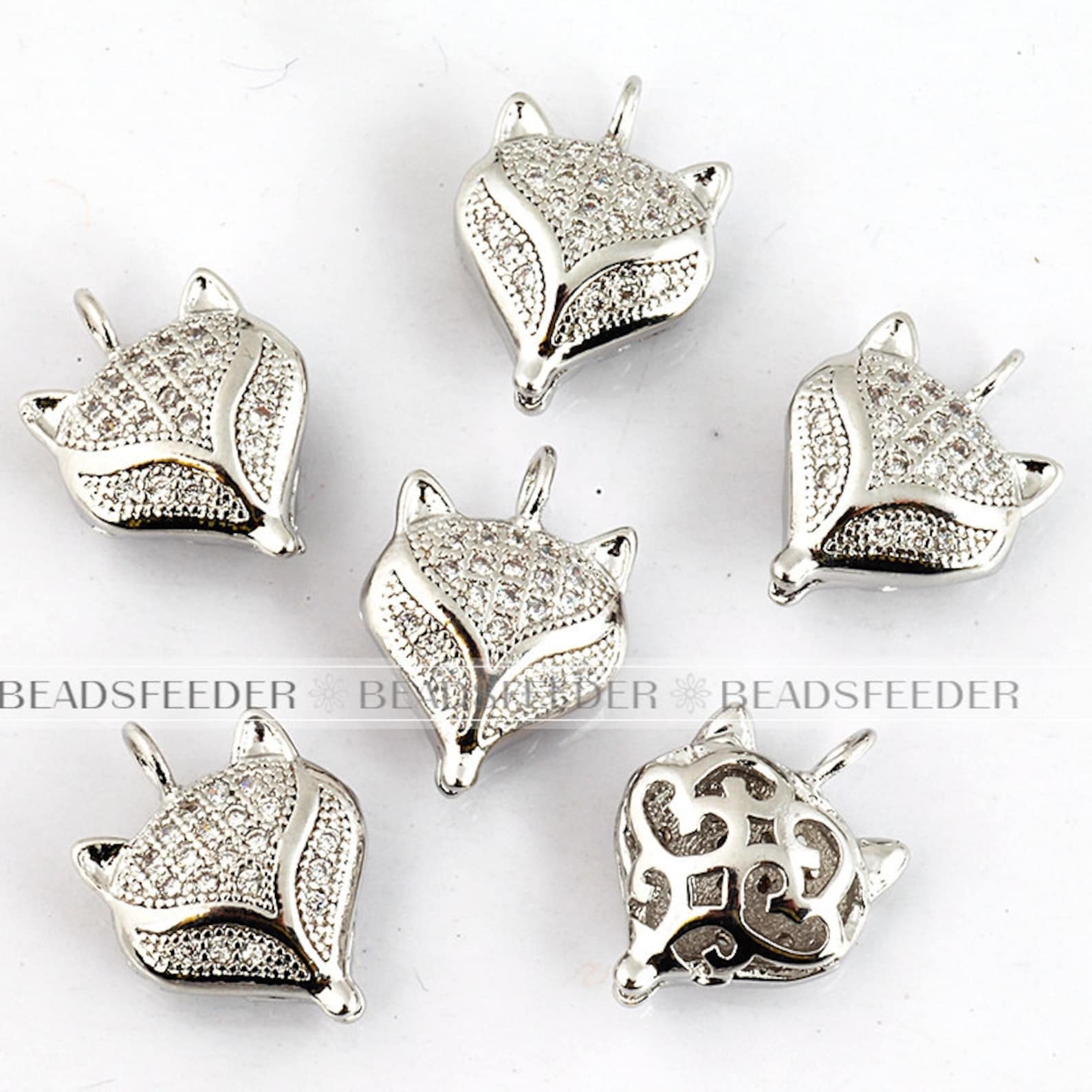 Fox Face Head Charm Pendant Micro Pave Charm / Clear Cubic - Etsy