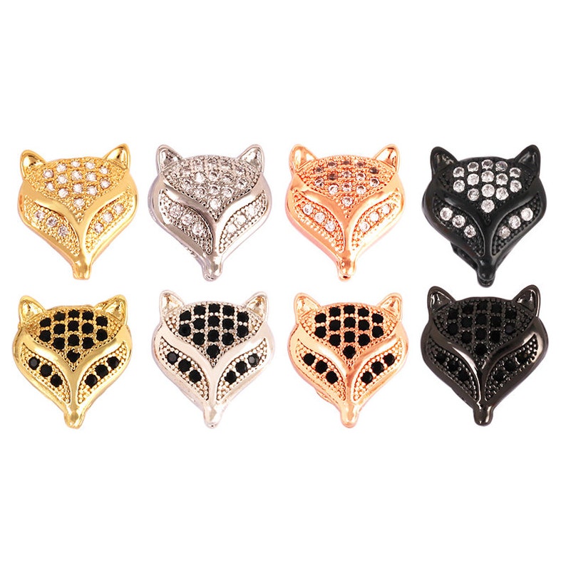 Fox Beads Fox Face Fox Head Beadanimal Beads Micro Pave - Etsy
