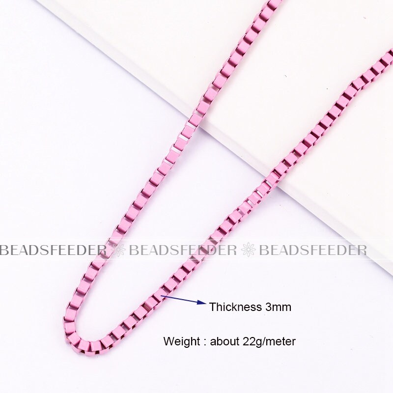 3mm Enamel Box Chain Brass Based Neon | Etsy