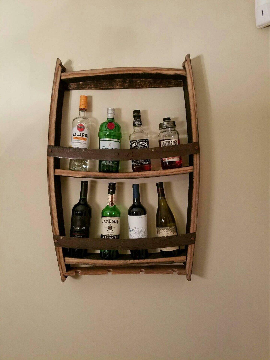 Oak Barrel Bottle and Glass Rack - Etsy