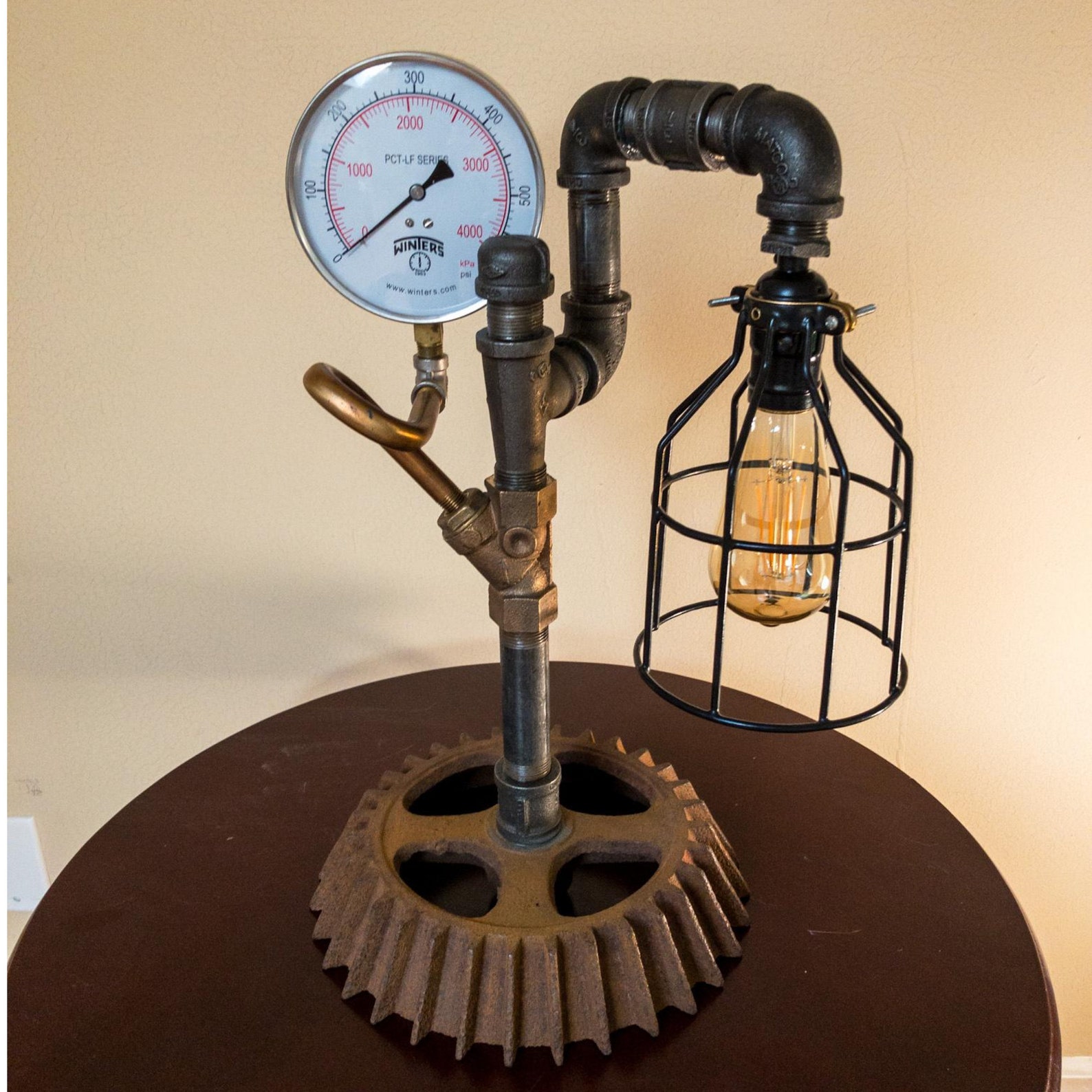 10 Inch Vintage Cast Iron Bevel Gear Lamp, Table Lamp, Pipe Lamp ...