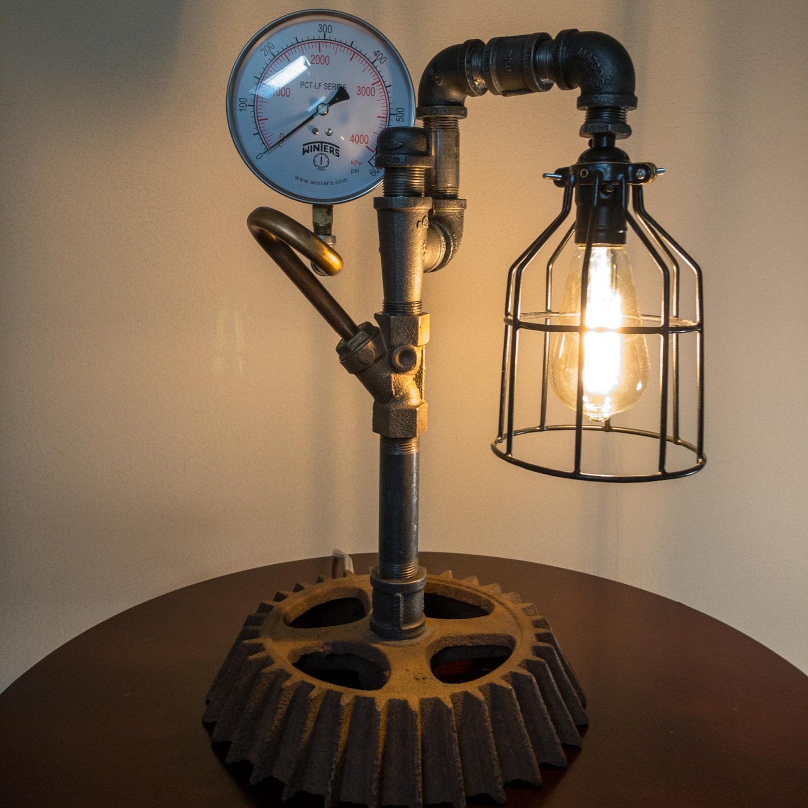 10 Inch Vintage Cast Iron Bevel Gear Lamp, Table Lamp, Pipe Lamp ...
