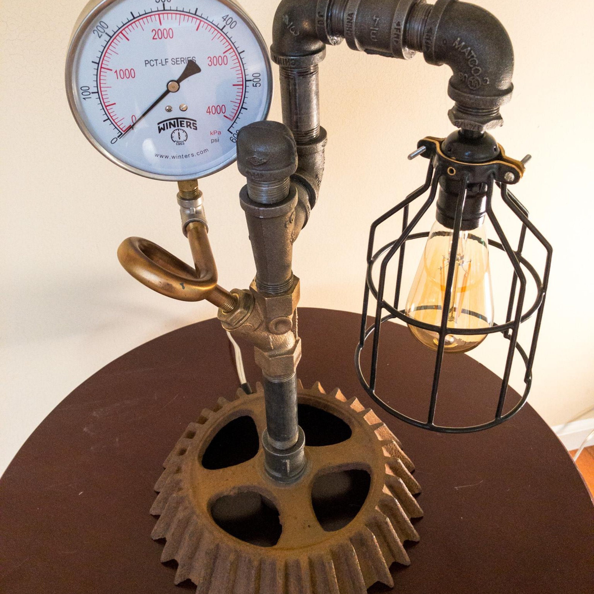 10 Inch Vintage Cast Iron Bevel Gear Lamp, Table Lamp, Pipe Lamp ...