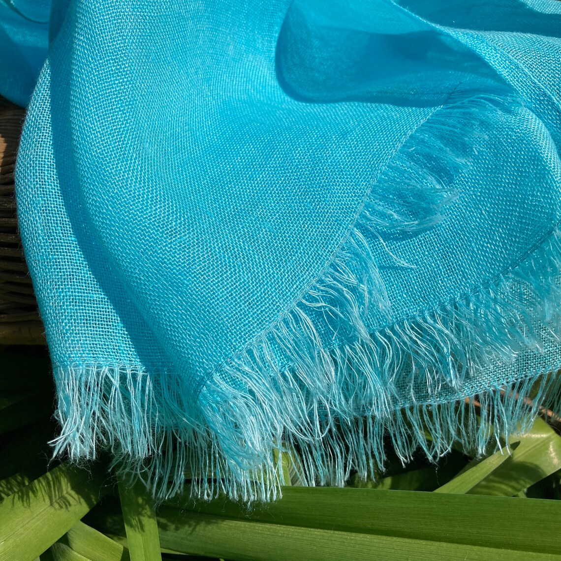 Écharpe en lin pour homme, coloris BLEU TURQUOISE, plusieurs dimensions ...