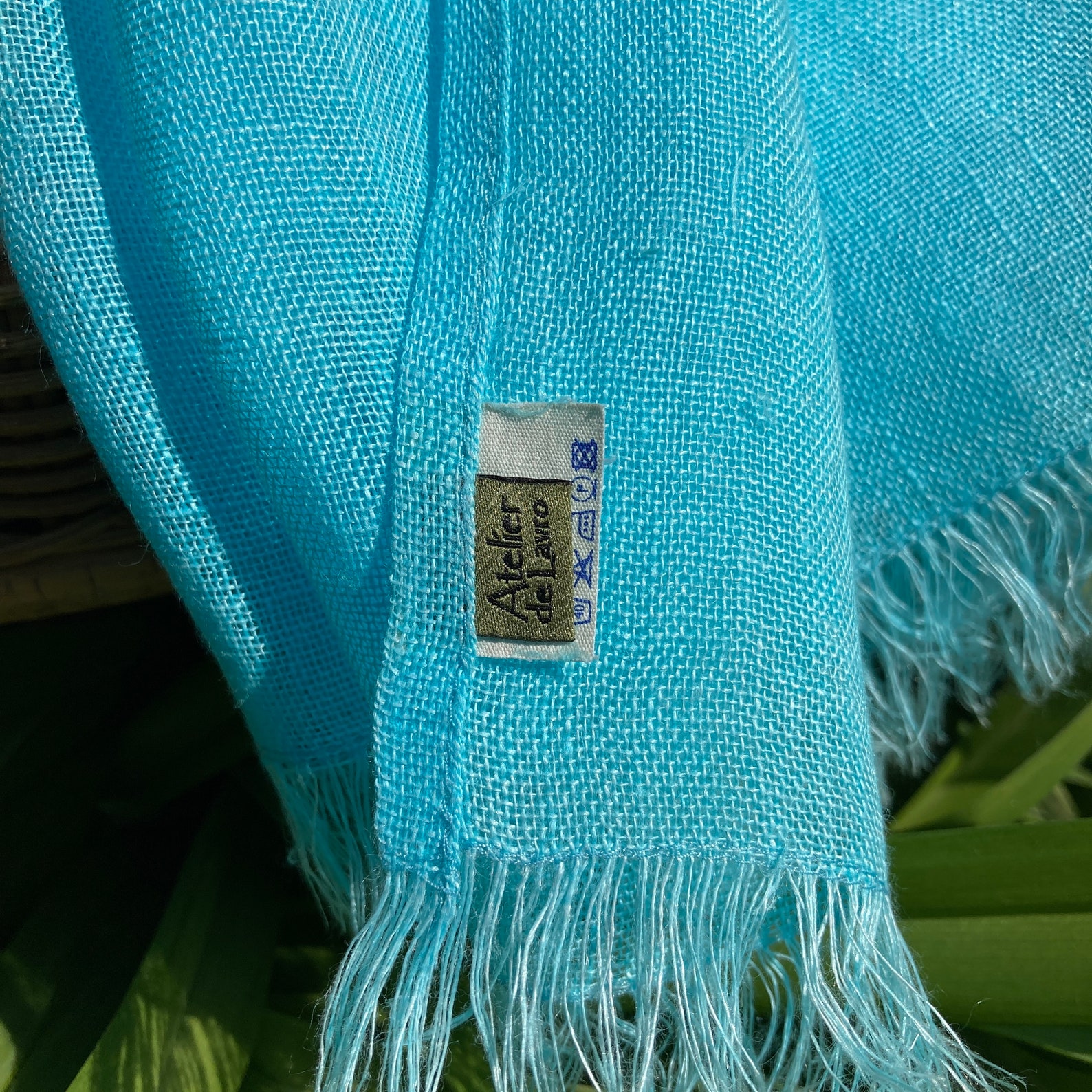 Écharpe en lin pour homme, coloris BLEU TURQUOISE, plusieurs dimensions ...