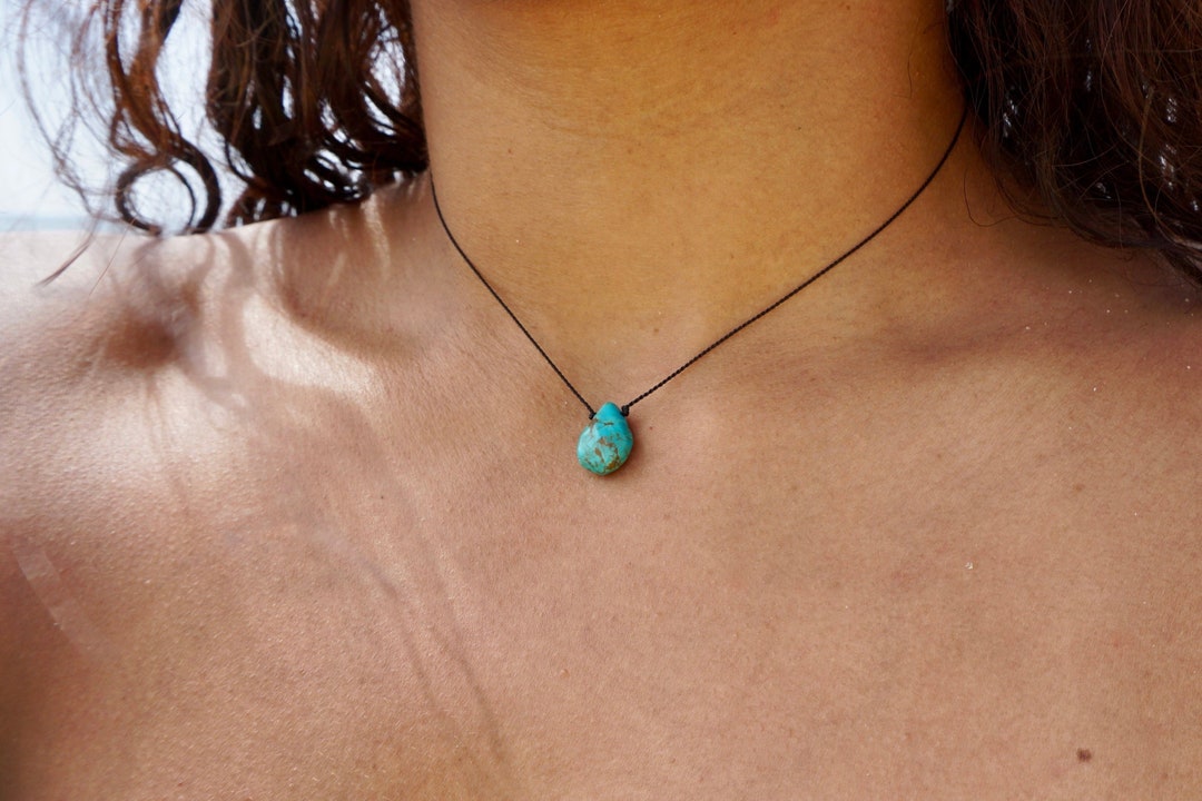 Collier pendentif en pierre précieuse naturelle turquoise authentique ...