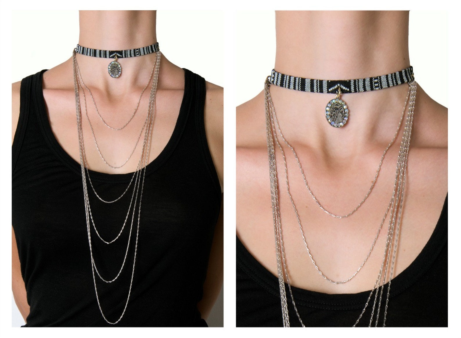 Choker, Bohemian Jewelry, Boho Choker, Statement Jewelry, Black and ...