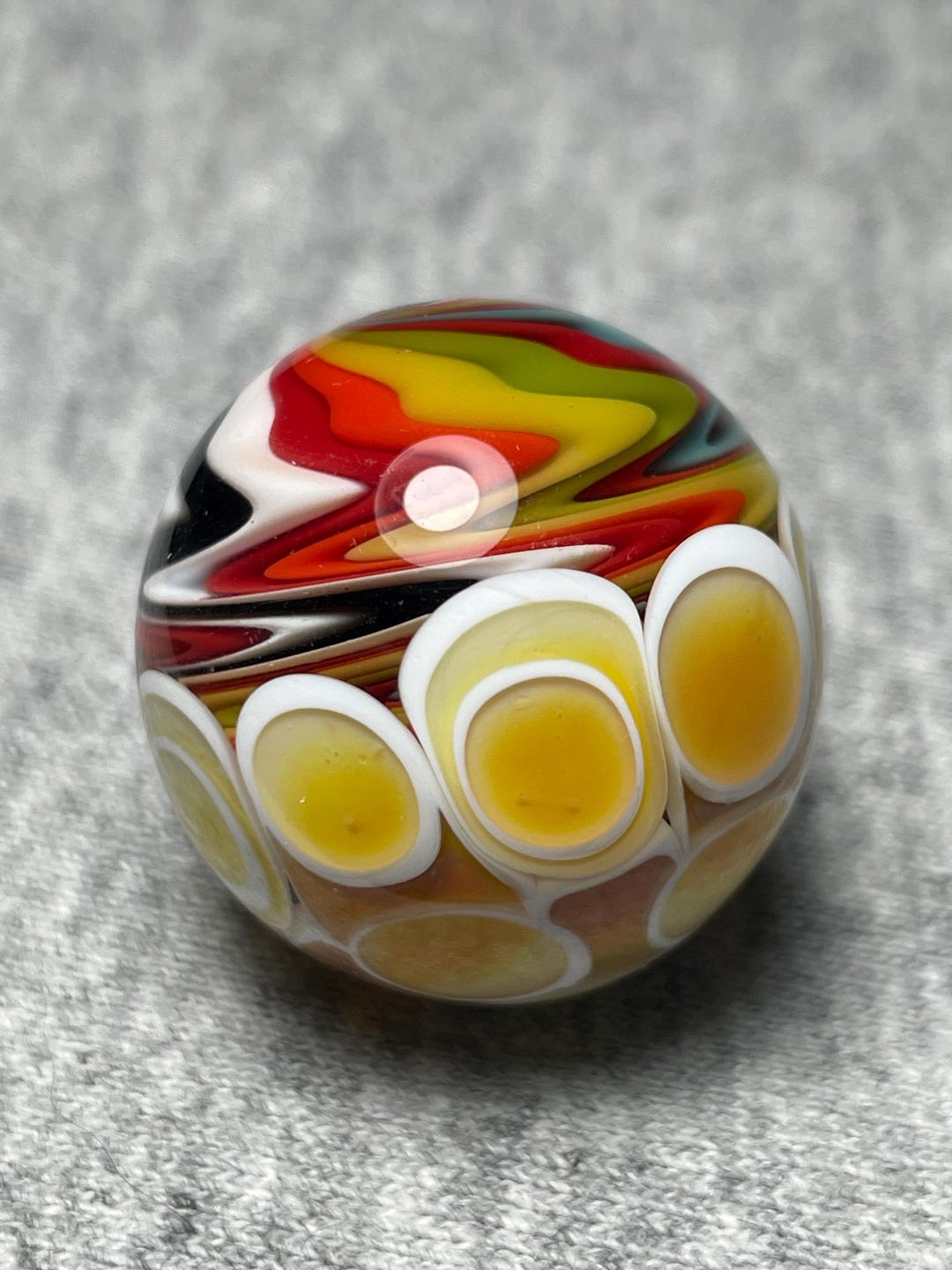 Glass Marble, Handmade Marbles, Contemporary Art Marble, Wig Wag Dot Stack, Borosilicate, Andrew ...