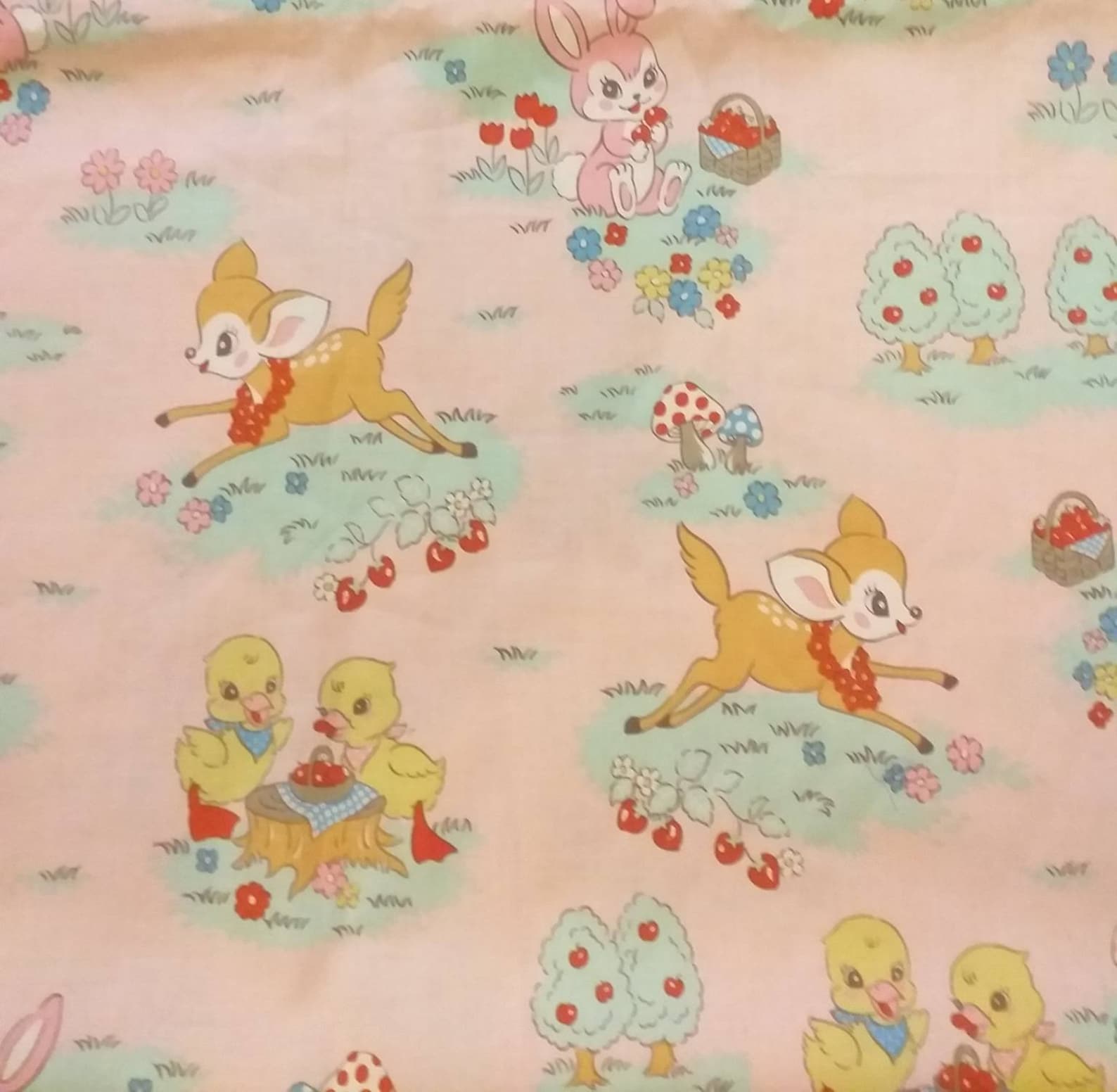 Bambi Fabric Vintage 1950s Bambi, Rabbit & Chicks Fabric Unused and in ...