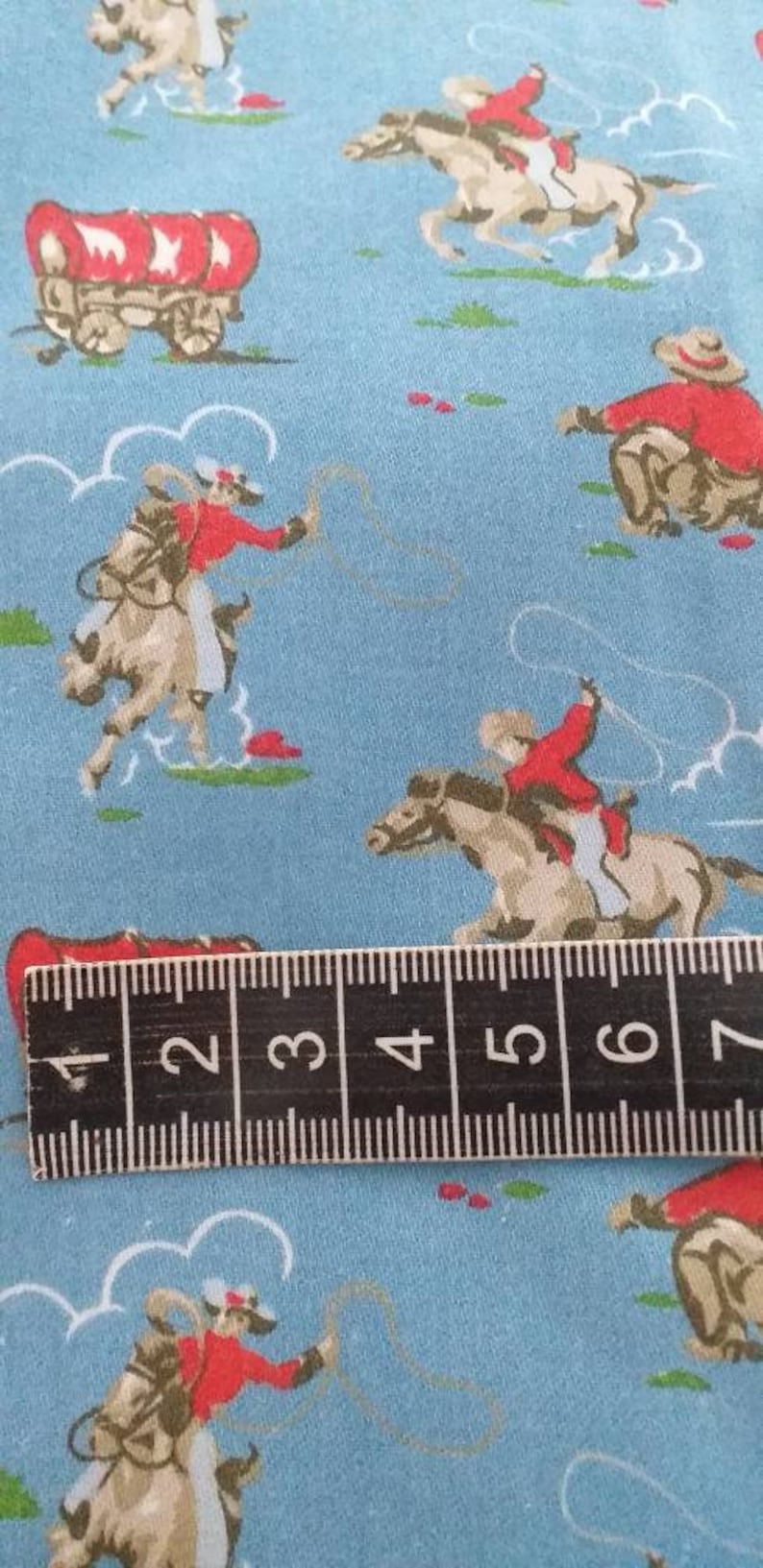 Cath Kidston Unused Vintage Cowboy Blue or Cream Cotton Fabric Vintage ...
