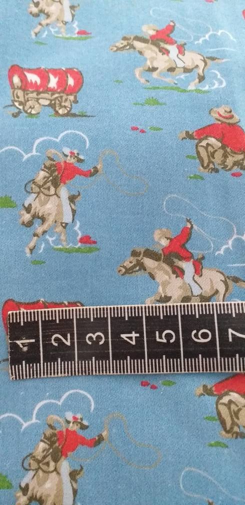 Cath Kidston Unused Vintage Cowboy Blue or Cream Cotton Fabric Vintage ...