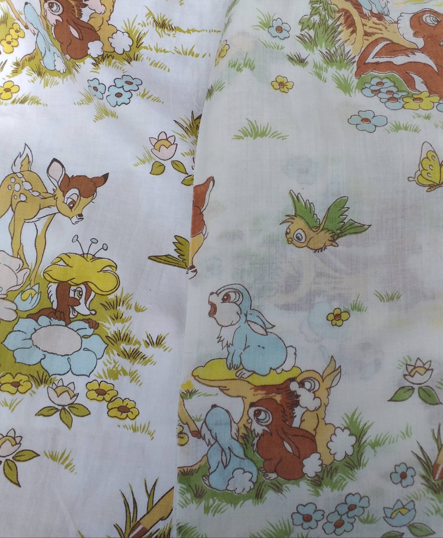 Bambi Fabric Vintage 1950s Bambi Walt Disney Productions Fabric Lovely ...