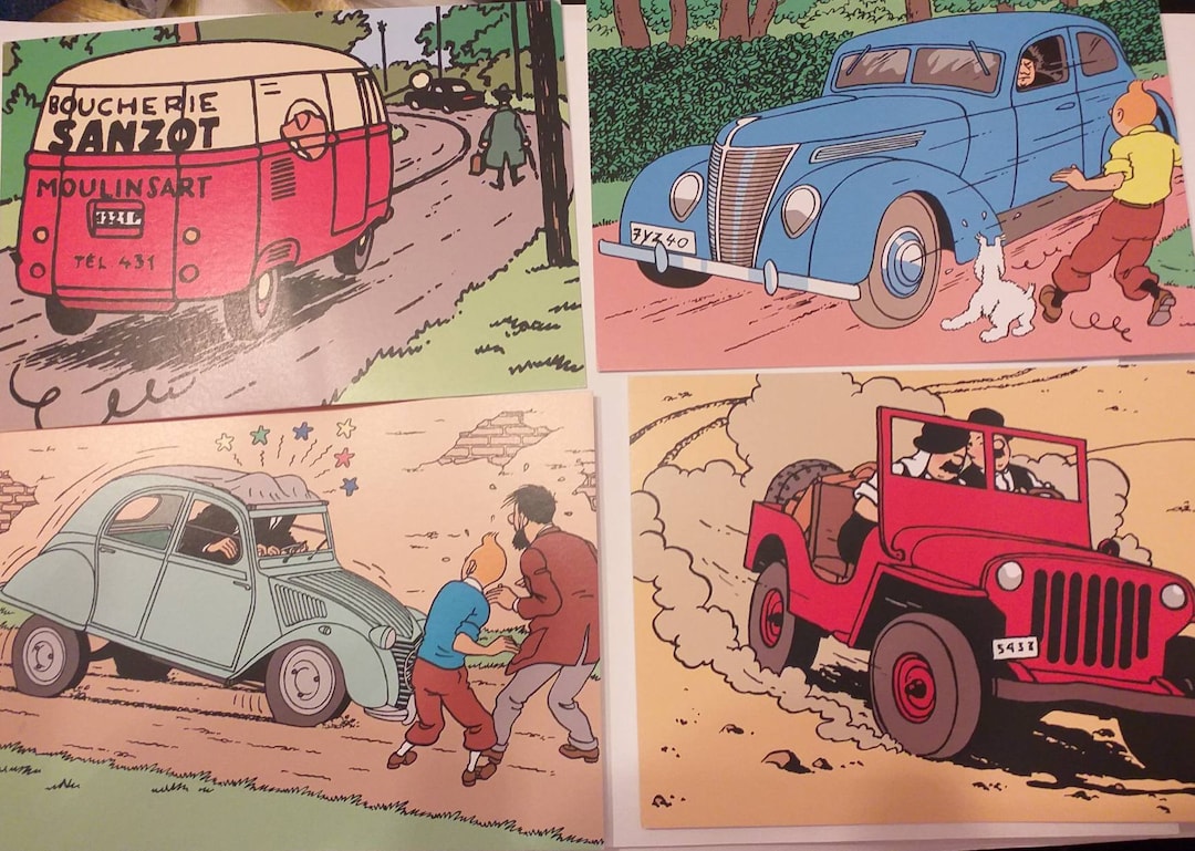 Tintin Vintage Hergè Packs of 4 Picture Post Cards Tintin and Friends ...