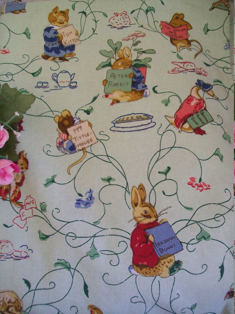 Peter Rabbit Fabric 1950s & Various Vintage Beatrix Potter Fabrics ...