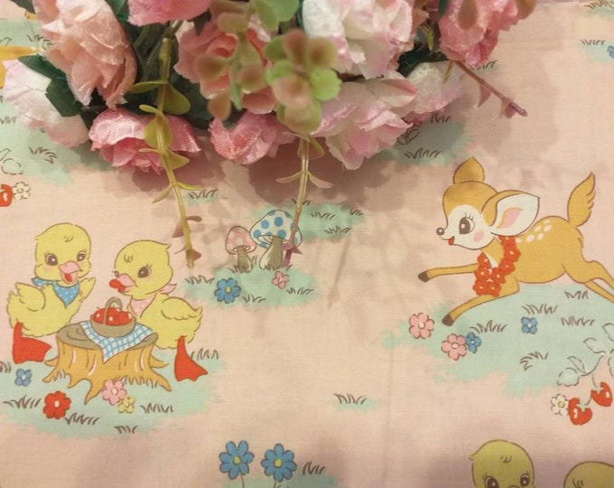 Bambi Fabric Vintage 1950s Bambi, Rabbit & Chicks Fabric Unused and in ...
