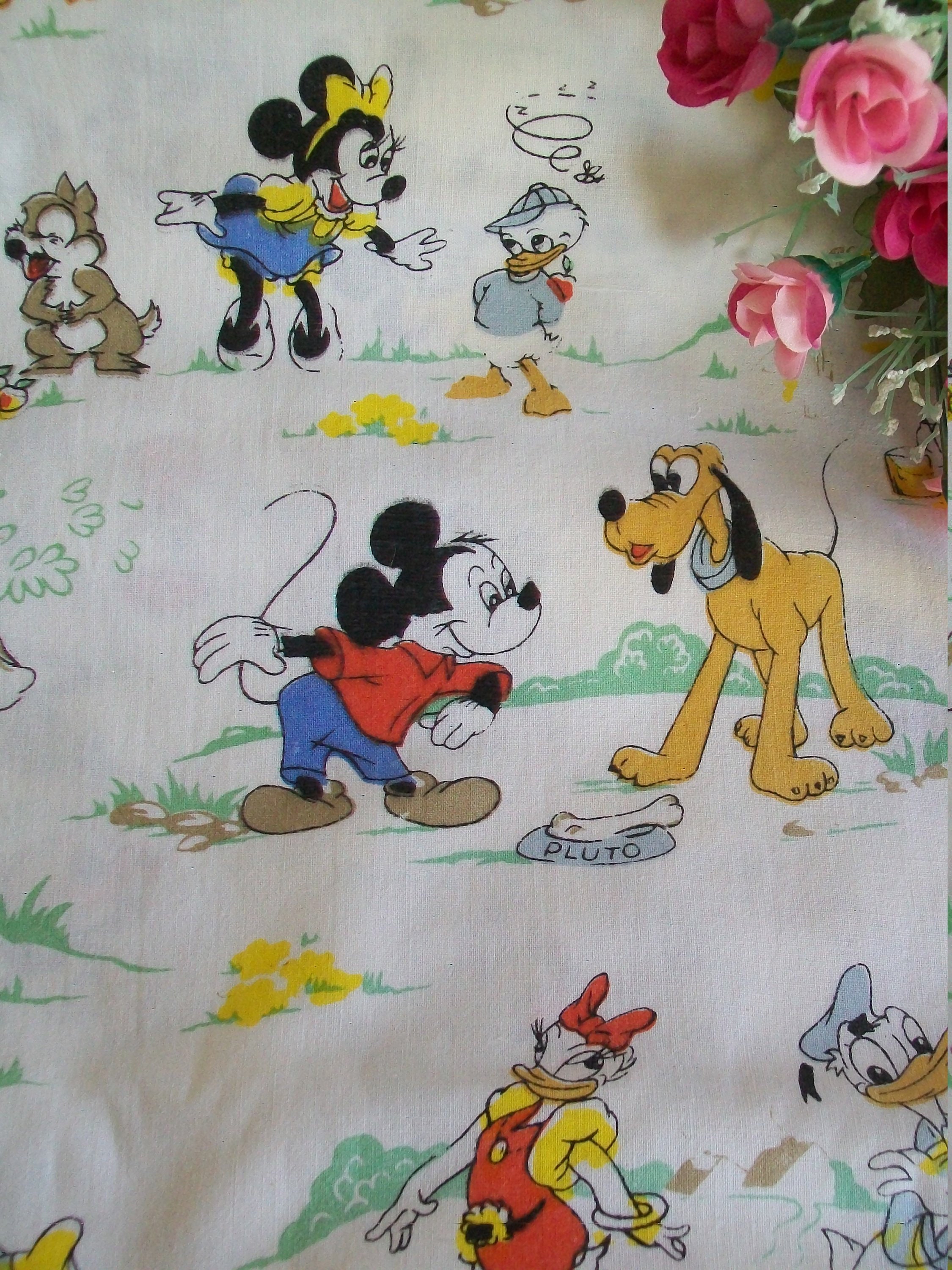 Mickey Mouse Disney Fabric Vintage Unused 1950s Disney Fabric Lovely ...