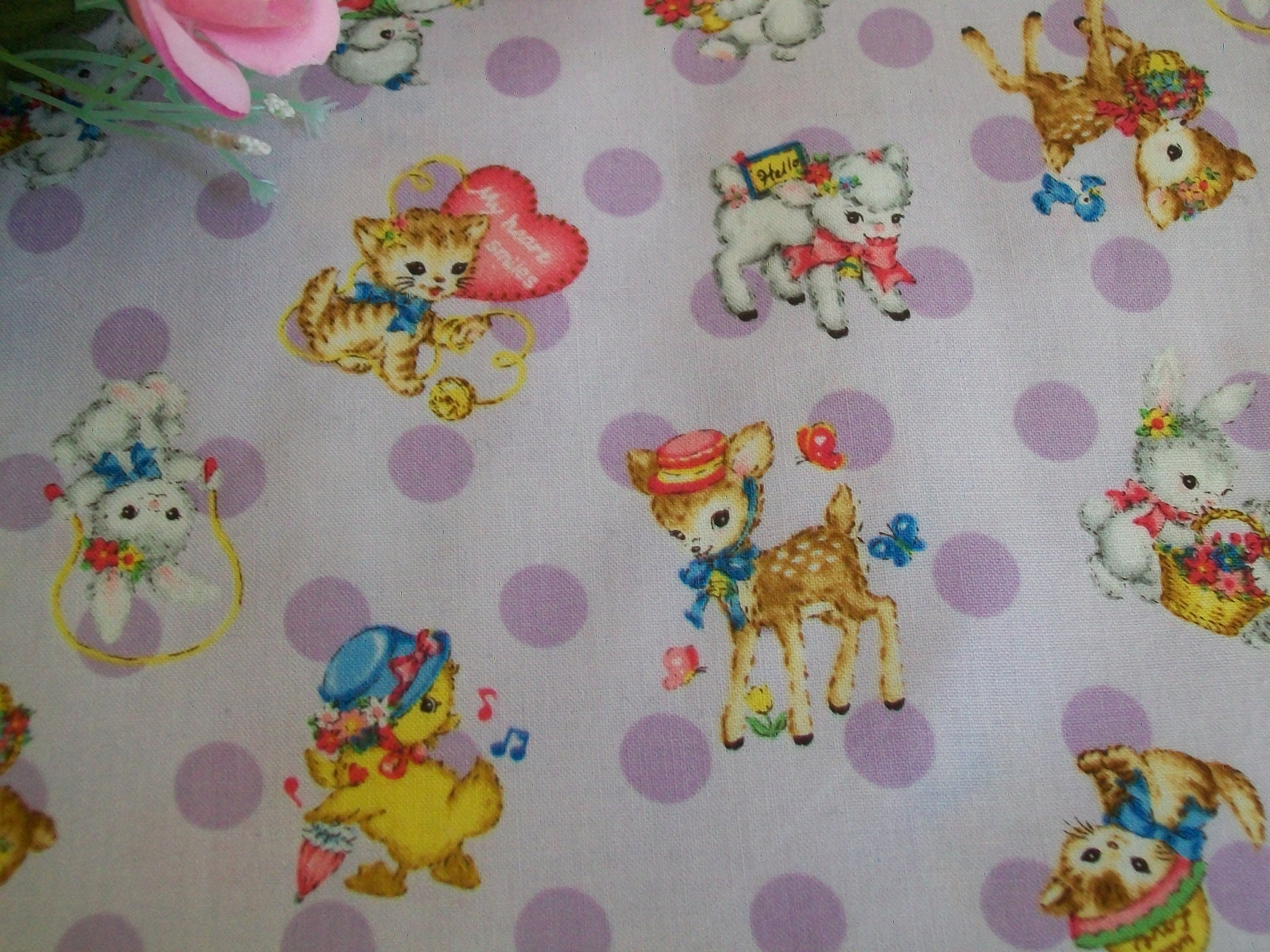 Bambi Fabric Vintage 1950s Bambi Walt Disney Productions Fabric Lovely ...