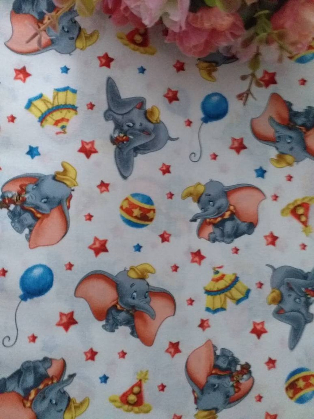 Dumbo Disney Fabric. Lovely Vintage Style Cotton Fabric. Lovely Dumbo ...